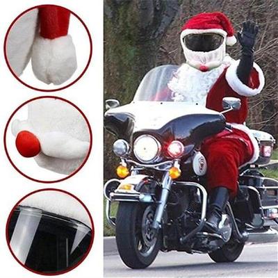 Adult Christmas Full Helmet Plush Cover Motorcycle Hat Moto