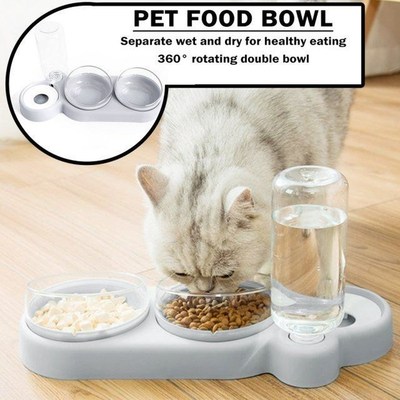 2-in-1 Cat Bowl Water Dispenser Automatic Water Storage Pet
