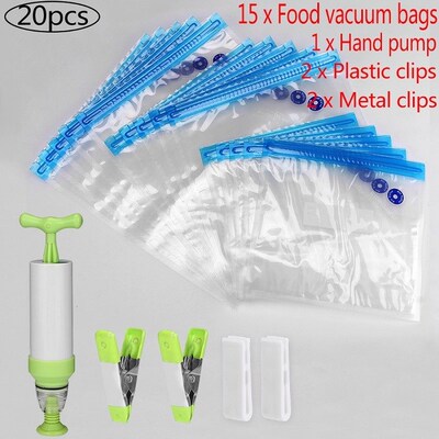 17/20pcs Vacuum Sealer Bags Sous Vide Bags Kit Reusable Food
