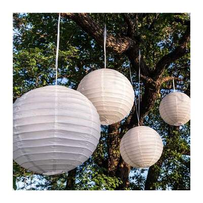 25 Pack White Paper Lantern with Various Sizes,Paper Lampsha