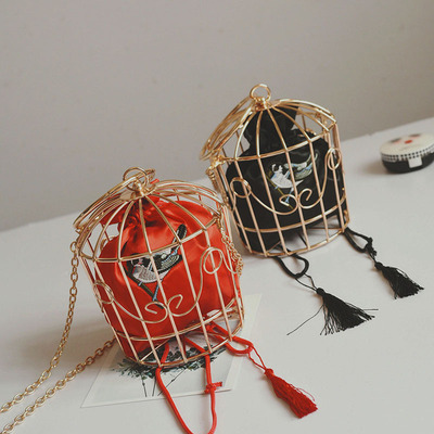 Women's Birdcage Evening Bag Clutch Metal Frame