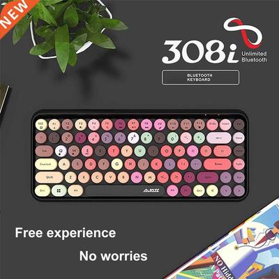 Wireless Bluetooth Keyboard Retro Round Key Cap Gaming Keypa