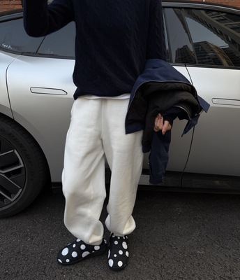 日本subu波点全包棉拖 jennie同款加绒保暖一脚蹬半拖包头拖鞋冬