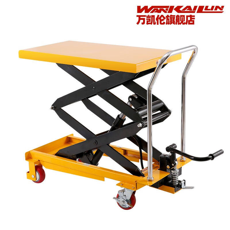 万凯伦手动液压升降平台车小型升降机剪叉式电动物流模具搬运车手_虎窝淘