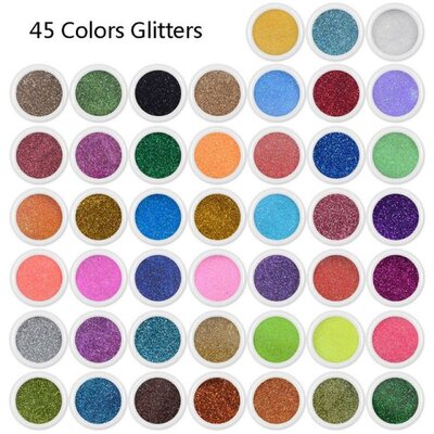 45 Colors Resin Pigment Mica Powder Glitters Sequains Nail A