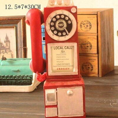 30cm Resin Retro Telephone Figurines Old Dirty Crafts Vintag