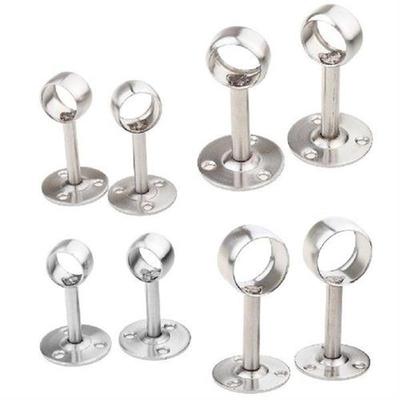 2 Pcs Stainless Steel Wardrobe Pipe Lever Wall Mounted