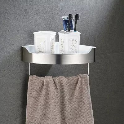 Rak Kamar Mandi Logam Nikel Disikat Rak Sudut Pancuran