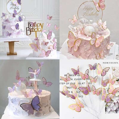 Gilding Butterfly Cake Topper Sweet Girl Happy Birthday Part