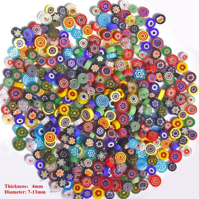 25g/28pcs Mixed Color Handmade Millefiori Glass Beads Flower