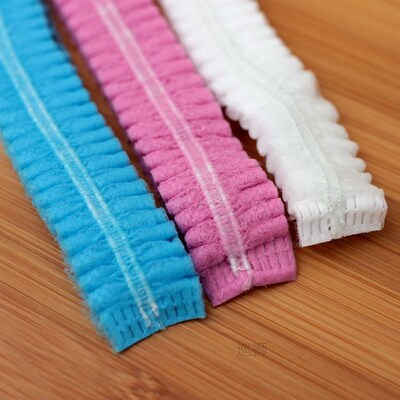 100Pcs Disposable Non-woven Double-striped Shower Cap Pleate