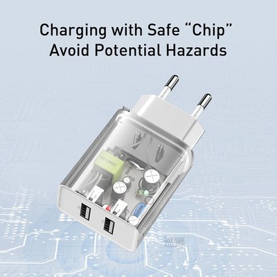 Portable Dual USB Charger 5V 2.1A For iPhone X 8 7 6 Charger