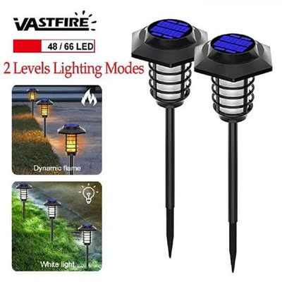 48/66 LED Flickering Flame Solar Light Outdoor IP65