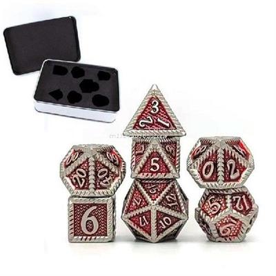 7Pcs Metal Dice Multi-faceted Dice Different Sizes Digital