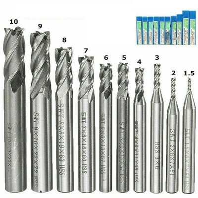 10PCS Tungsten Carbide End Mill 4 Flutes Milling Cutter Wood