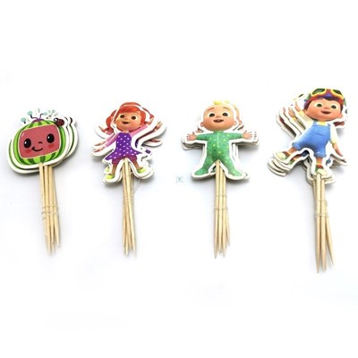24pcs/lot Cocomelon Theme Kids Favors Decorate Cupcake