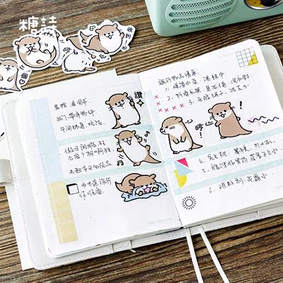 45pcs/pack15 Designs Cute Kawaii Otter Paper Stickers Noteb