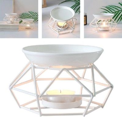 Logam Pembakar Minyak Aromatik Bingkai Geometris Keramik