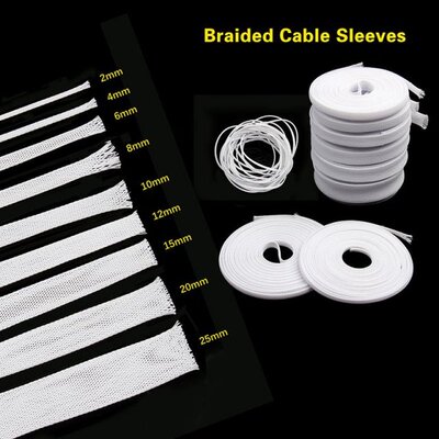 10M PET Expandable Cable Sleeves 2/4/6/8/10/12/15/20/25mm In
