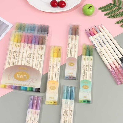 3/20pcs Retro color Twin Marker Pens Set Brush Drawing Fine