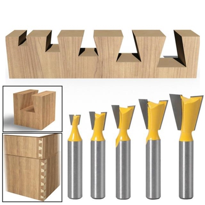 1/5PCS 8MM Shank Dovetail Joint Router Bits Set 14 Degree Wo