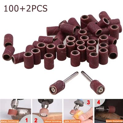 100pcs 320 Grit Drum Sanding Bands Sleeves + 2pcs Mandrels S