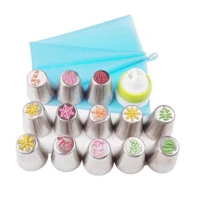 15pcs Tip Nozzles Christmas Flower Frosting Russian Piping