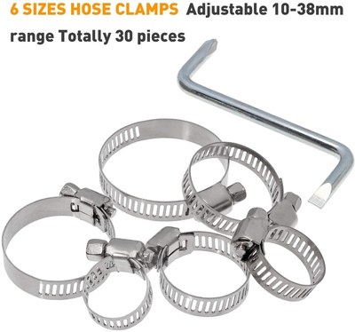 30pcs Adjustable Hose Hoop Stainless Steel Drive Hose Pipes