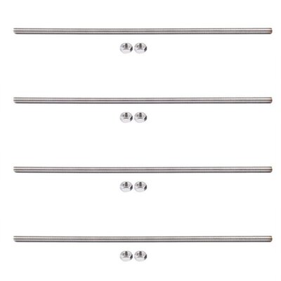 4pcs 320mm x M8 Stainless Steel Thread Bar Stock Rod Silver