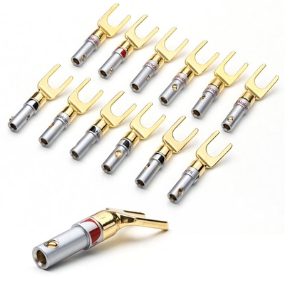 YT 8/12PCS Nakamichi Gold Plated Y/U- type Banana Plugs Set