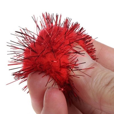 70pcs 3.5cm Glitzy Tinsel Sprayed Pompoms Balls Toys
