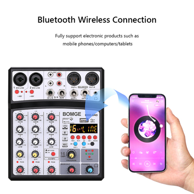 4 Channels Audio Sound Mixer Mixing DJ Console Bluetooth