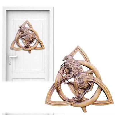Norse Pagan Gods Carving Heathen Wood Wall Hanging Decor