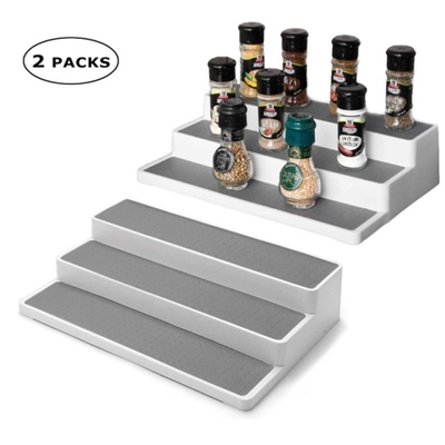 2Pcs  Layered Shelves Kitchen Spice Rack Jar Storage Organiz