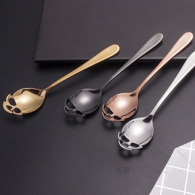 4pcs/lot Skull Spoon Coffee Teaspoon whipped coffee Steel Mi