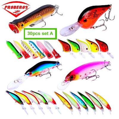 21 22 24 25 30pcs Fishing Lure Set Kits Hook Jigs Spinner