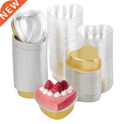 100Pcs Muffin Cupcake Cups,Het-Shaped Cups With Lid,Dispos