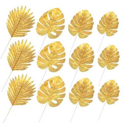 Leaves Palm Artificial Leaf Tropical Golden Decor Simulated