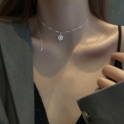 925 Sterling Silver Snowflake Pendant Necklace For Women Spa