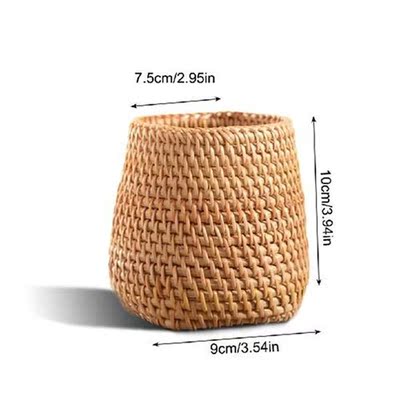 Manual Rattan Chopsticks Storage Holder Tube Spoons Bucket