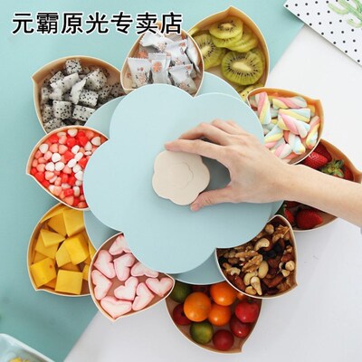 Colorful Flower Design Double-deck Rotary Storage Box Fruit