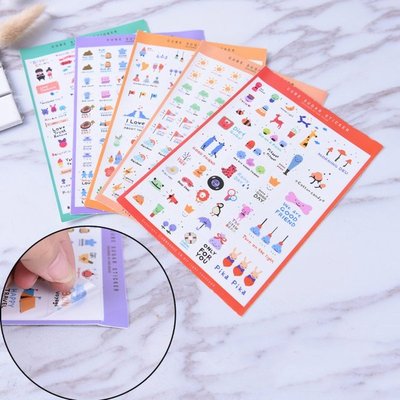 1 Set=5pcs Stickers Cute Korea PVC Transparent Flake Seal Ca