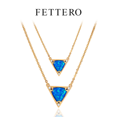 fettero 铜合金项链 【金色大三角澳宝项链】气质蓝色轻奢欧美