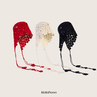 HiHipenny/钩花镂空针织帽清凉复古森系风