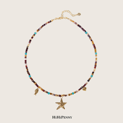 HiHipenny/多彩天然石项海星吊坠自然灵感手工设计