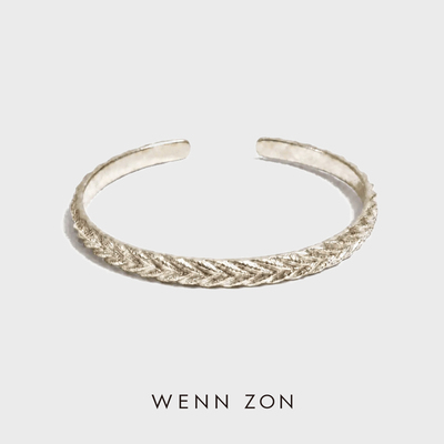WENN ZON原创设计浅钛金色麦穗开口手镯气质百搭精致轻奢时尚礼物