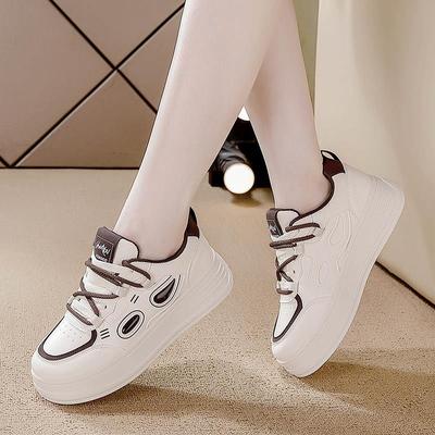 香港真皮小白鞋女2025冬季新款厚底熊猫鞋休闲运动鞋百搭平底板鞋