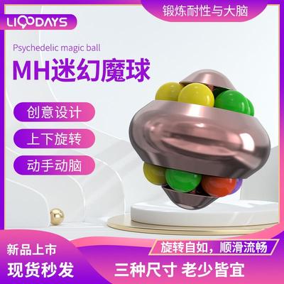 跨境爆品铝合金迷幻魔球金属益智玩具抖音地摊解压减压弹珠魔方