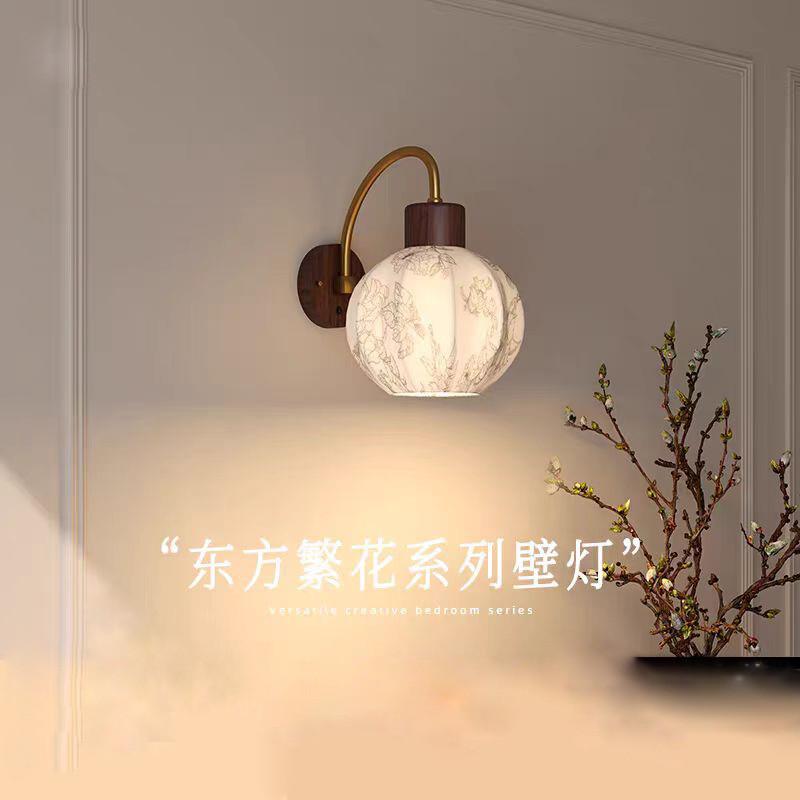 照月东方繁花法式中古壁灯床头创意艺术走廊过道灯背景墙装饰