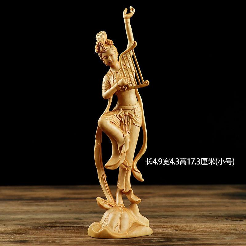 美女敦煌飞天仕女图敦煌黄杨木雕中式古典办公室饰品大气立体雕刻